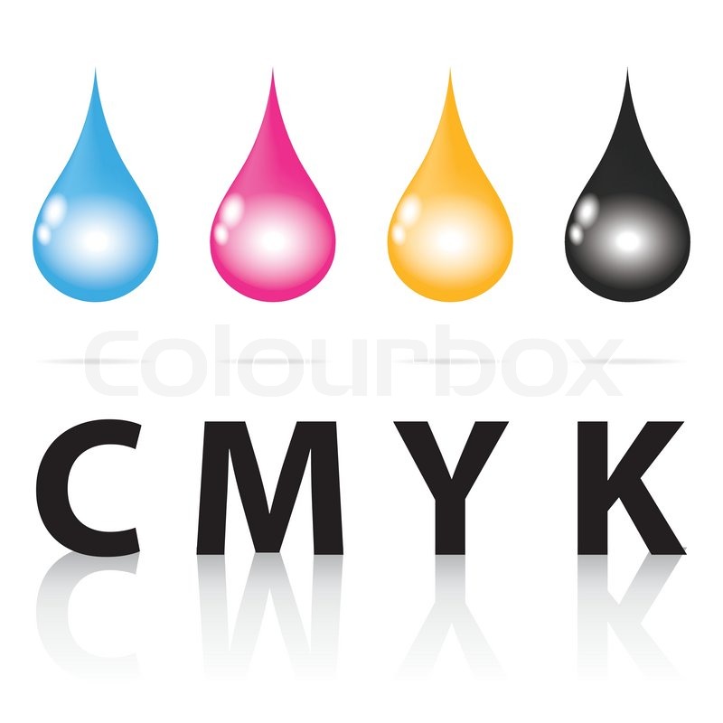 Cmyk ink drop color paint print | Stock vector | Colourbox