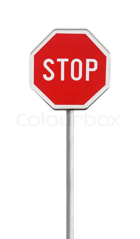 Stop-Schild auf Metallstange, die ... | Stock Bild | Colourbox