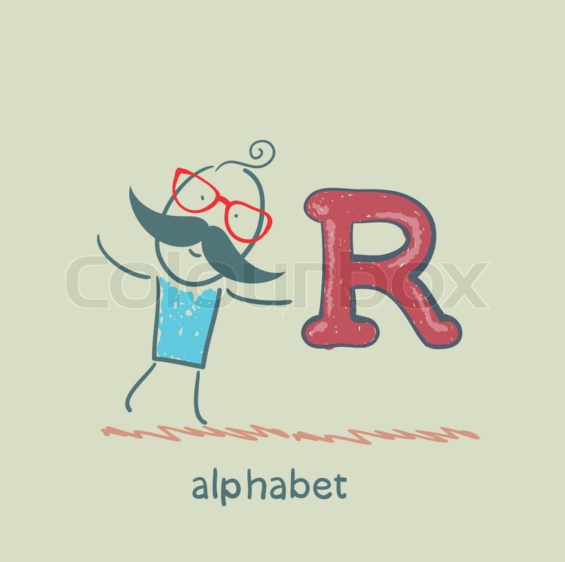 Man standing with a letter of the ... | Stock vector | Colourbox