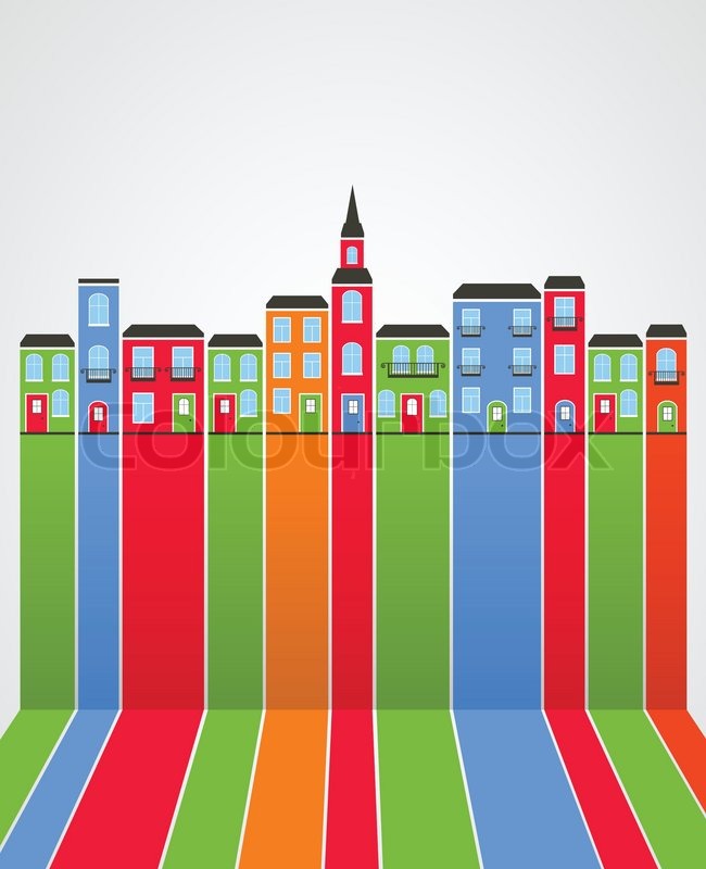 The coloured abstract houses are ... | Stock vector | Colourbox