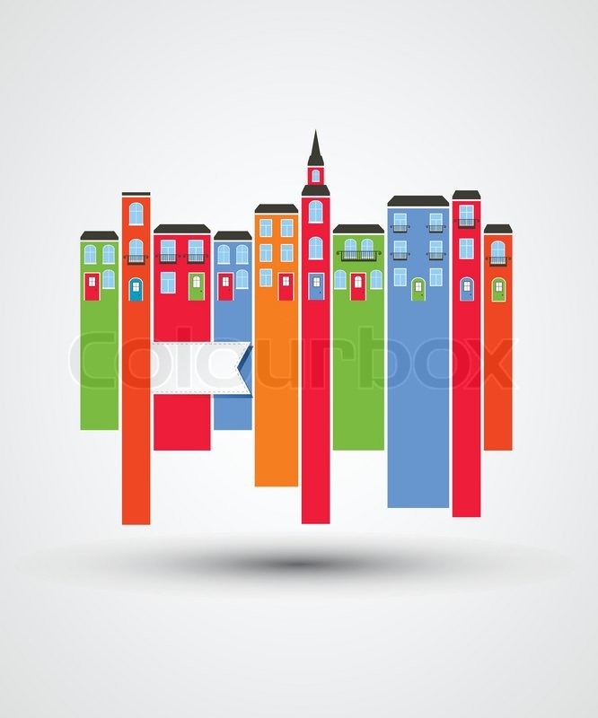 The coloured abstract houses are ... | Stock vector | Colourbox