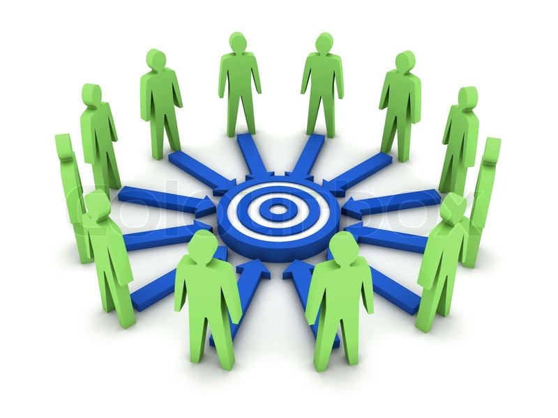 Group of 3D people working towards a ... | Stock image | Colourbox