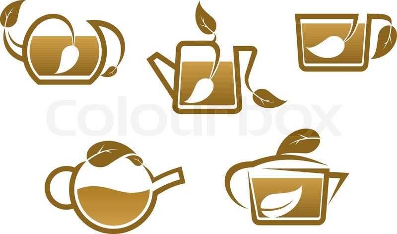 Herbal tea symbols and icons isolated ... | Stock vector | Colourbox