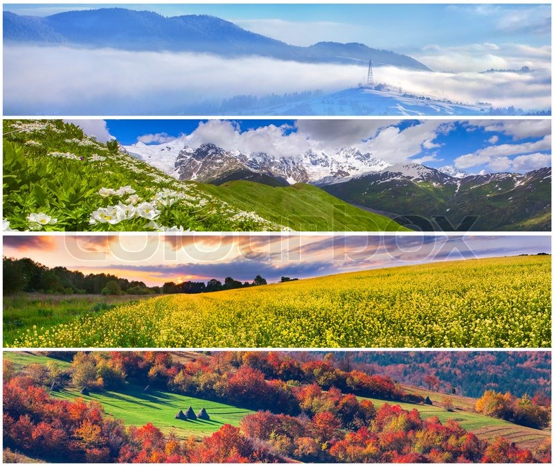Set of the 4 seasons landscape for ... | Stock image | Colourbox