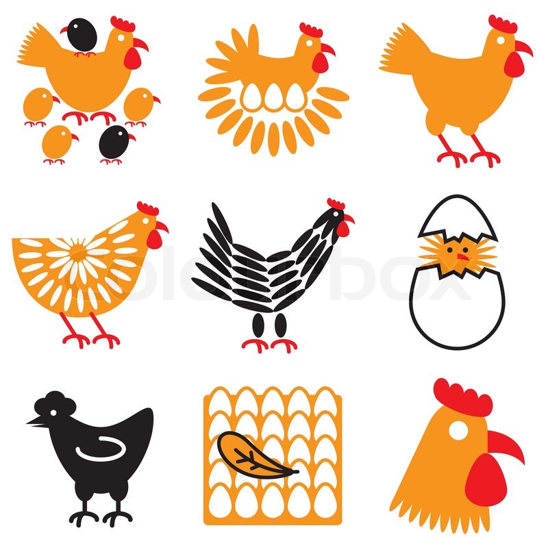 Henne und Huhn Icons | Stock-Vektor | Colourbox