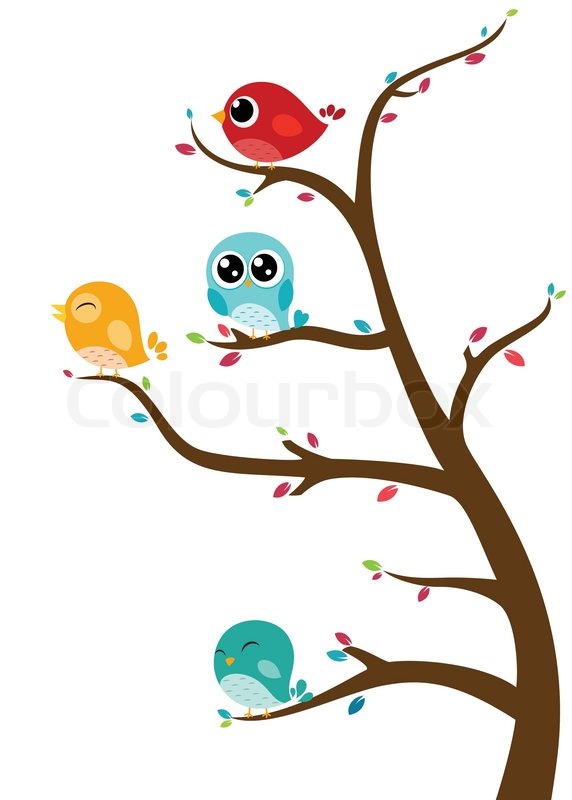 Vector Illustration Of Birds sitting ... | Stock vector | Colourbox