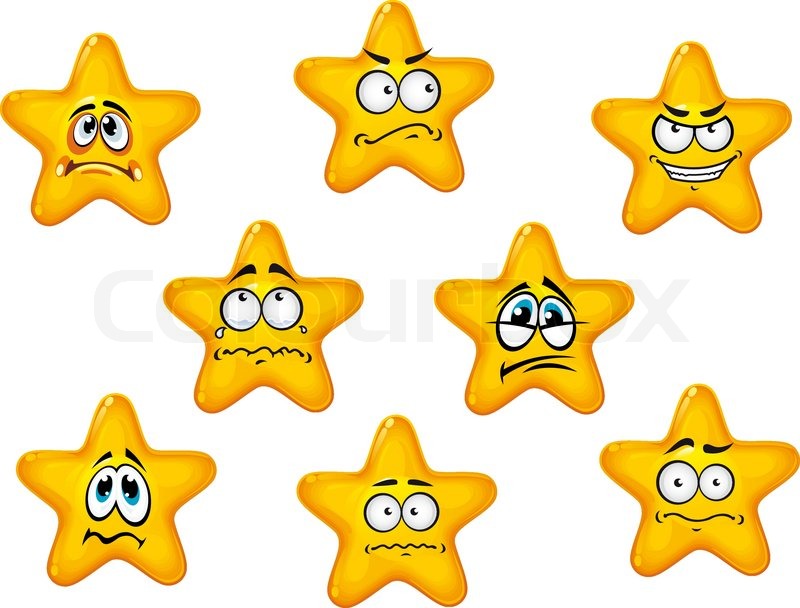 Gelbe Sterne mit negativen Emotionen | Stock-Vektor | Colourbox