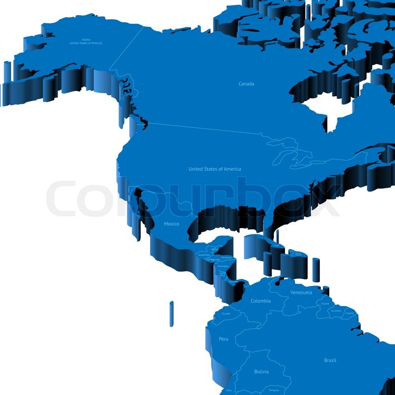 3d kort over USA og Mellemamerika | Stock vektor | Colourbox