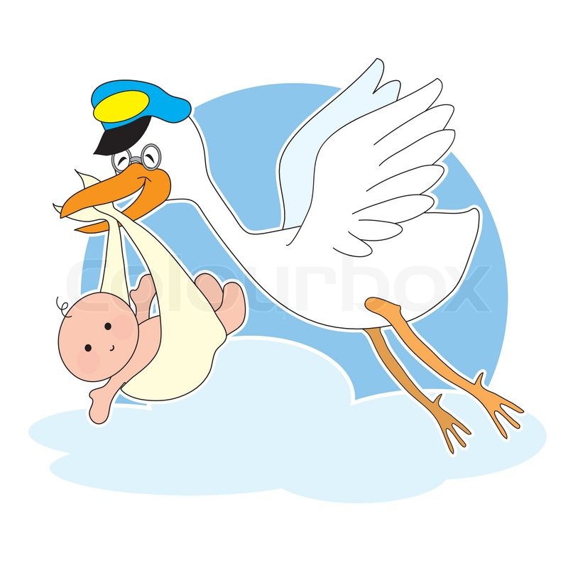Stork og baby | Stock vektor | Colourbox