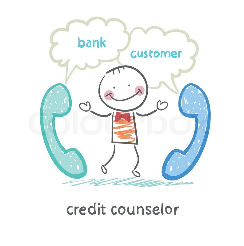 Credit counselor talking on the phone ... | Stock vector | Colourbox