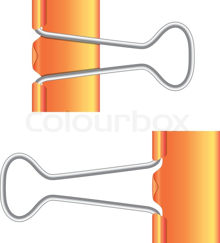 Binder clips. Orange paper clip. ... | Stock vector | Colourbox