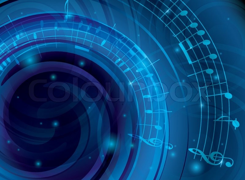 Abstract blue background with musical ... | Stock vector | Colourbox