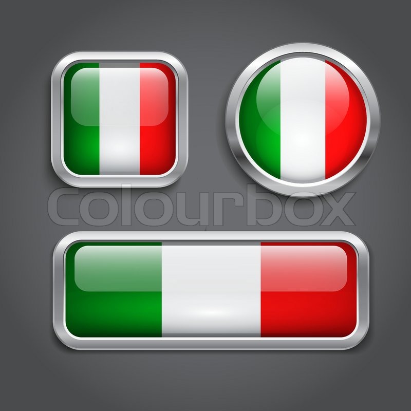 Set of Italy flag glass buttons, ... | Stock vector | Colourbox