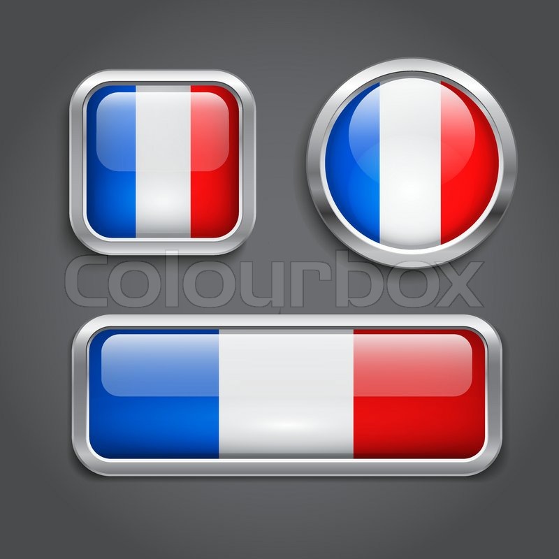 Set of France flag glass buttons, ... | Stock vector | Colourbox
