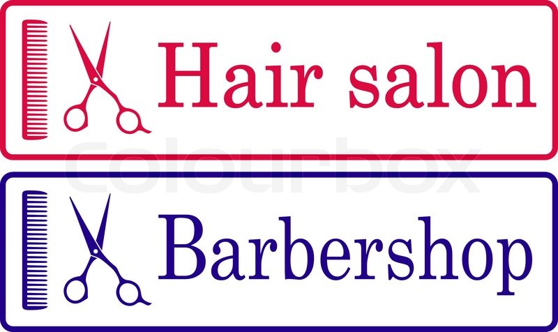 Two hairdresser signboaards with text ... | Stock vector | Colourbox