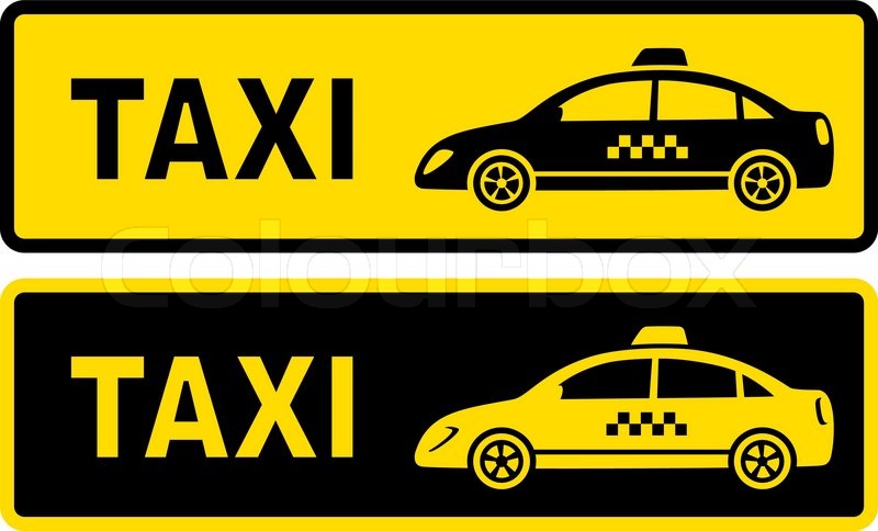Two taxi signs with modern taxi car ... | Stock vector | Colourbox