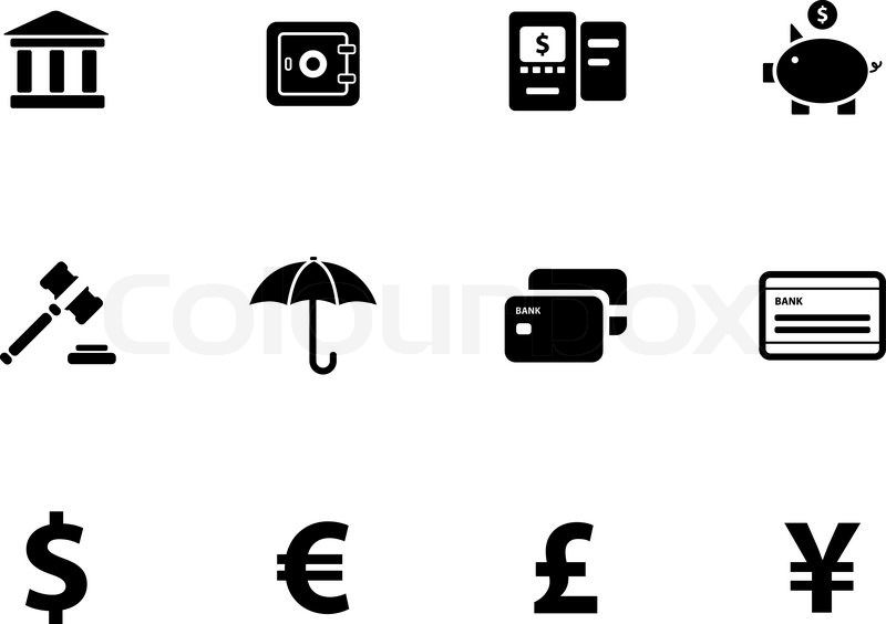 Banking icons on white background. ... | Stock vector | Colourbox