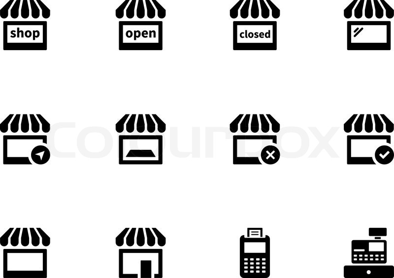 Shop- Symbole auf weißem Hintergrund | Stock-Vektor | Colourbox