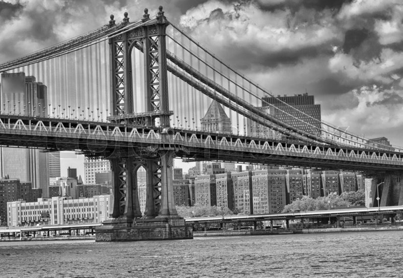Side view of Manhattan Bridge structure ... | Stock image | Colourbox