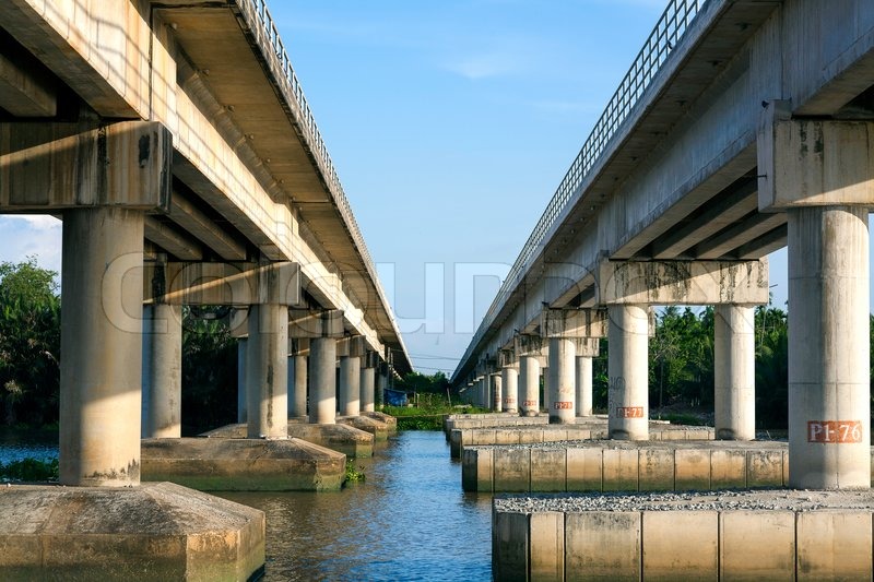 Cement bridge cross the river | Stock image | Colourbox