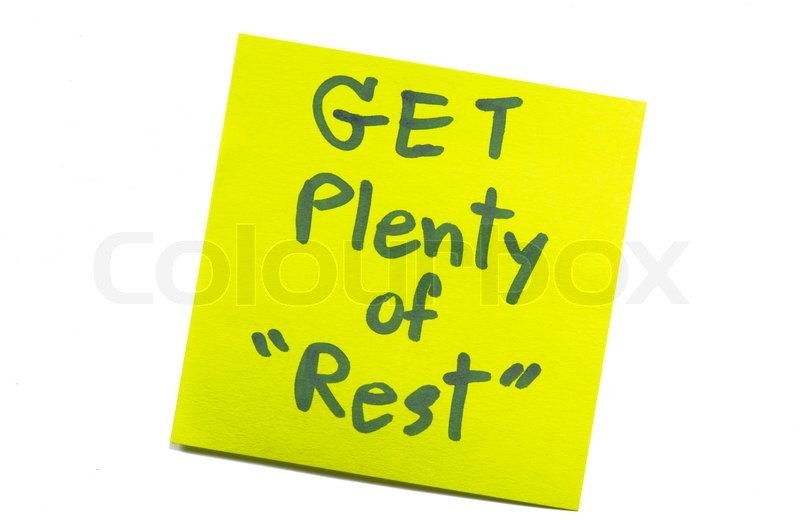 Sticky note with text "Get Plenty of Rest" | Stock Photo | Colourbox