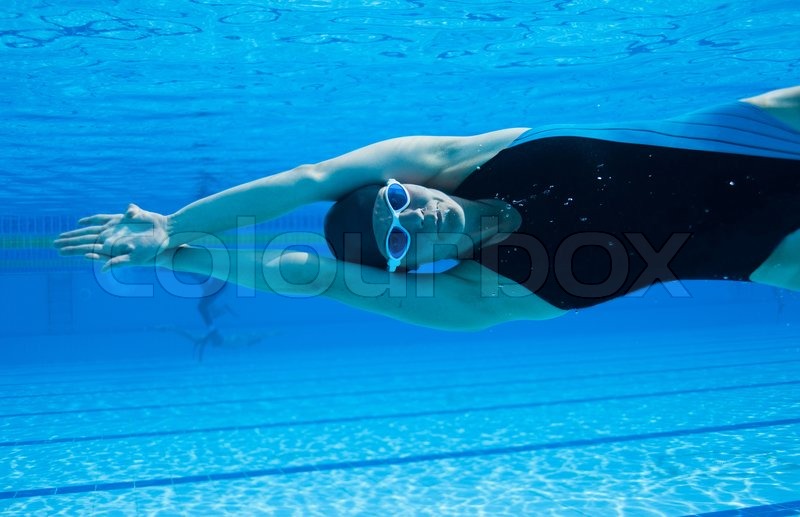 Female swimmer swimming in sideways ... | Stock image | Colourbox