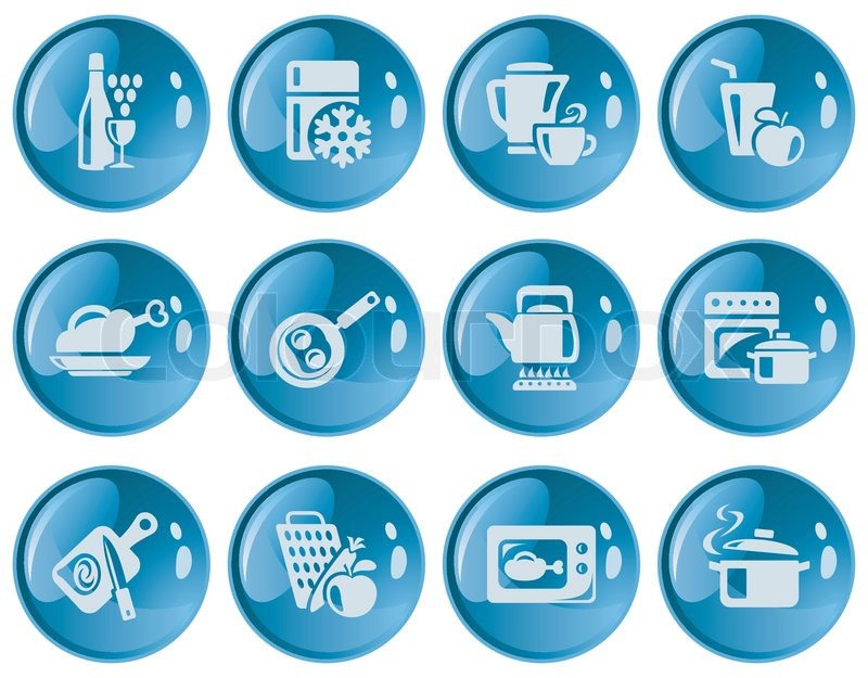 Kitchen and cooking button set | Stock vector | Colourbox