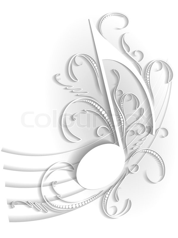 Music note background in cut of paper ... | Stock vector | Colourbox