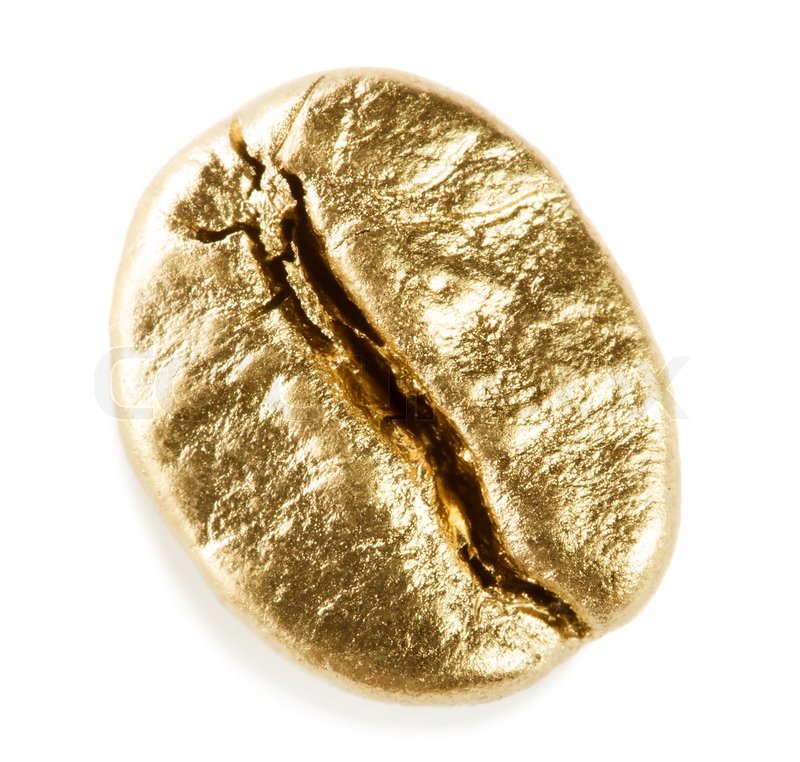 Gold coffee bean isolated on white ... | Stock image | Colourbox