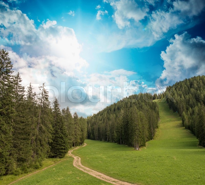 Mountain scenario at sunset Beautiful ... | Stock image | Colourbox