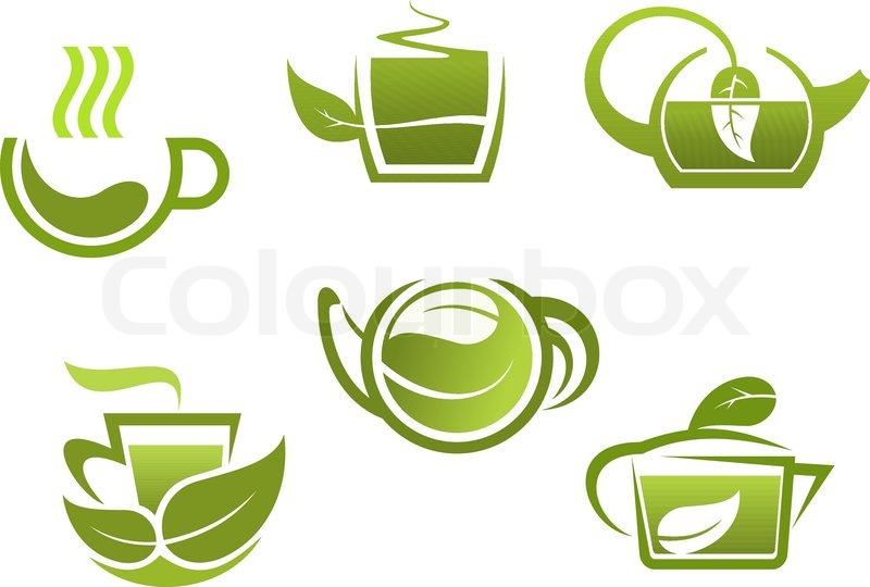Green tea symbols set for restaurant ... | Stock vector | Colourbox