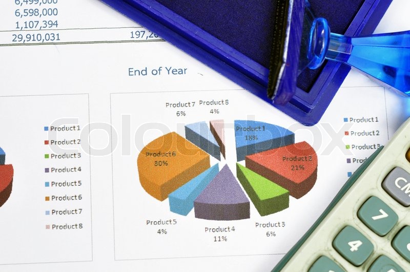 Financial statements and line chart. | Stock image | Colourbox