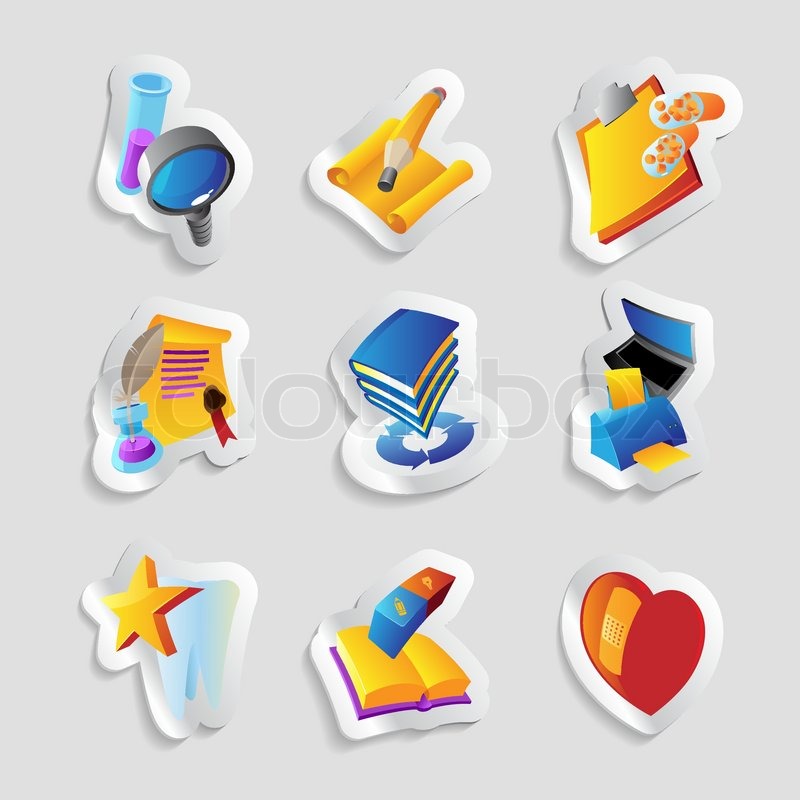 Icons for science, education and ... | Stock vector | Colourbox