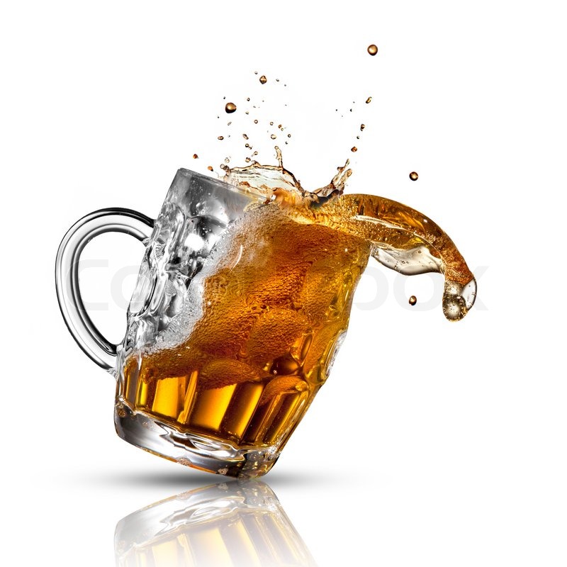 Beer splash in glass isolated on white | Stock image | Colourbox