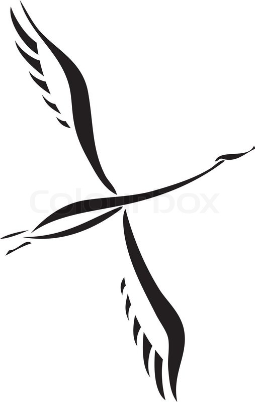 Silhouette of a flying swan | Stock vector | Colourbox