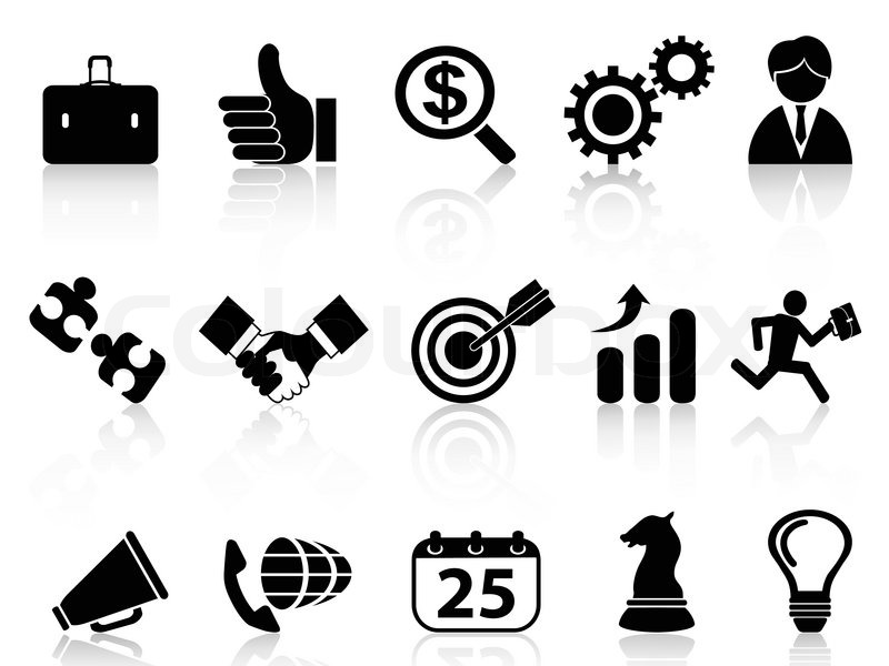 Isolated black business icons set from ... | Stock Vector | Colourbox