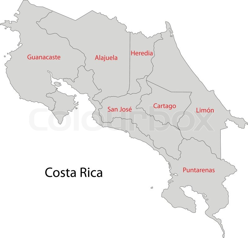 Grey Map Of Costa Rica With Provinces Free Vector Maps, 57% OFF