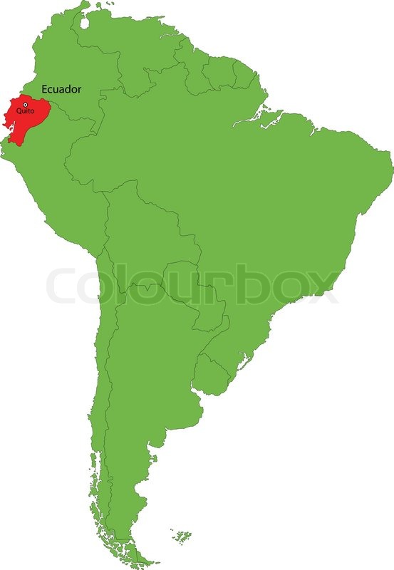 Location of Ecuador on the South ... | Stock vector | Colourbox