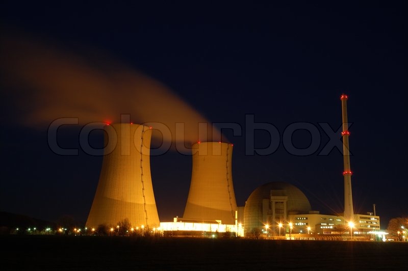Atomic power plant by night | Stock Photo | Colourbox