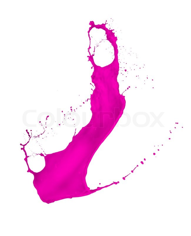 Magenta paint splash isolated on white ... | Stock image | Colourbox