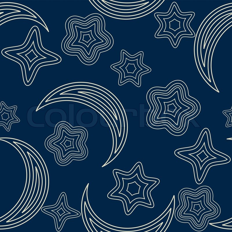 Seamless pattern with stars and moon | Stock Vector | Colourbox