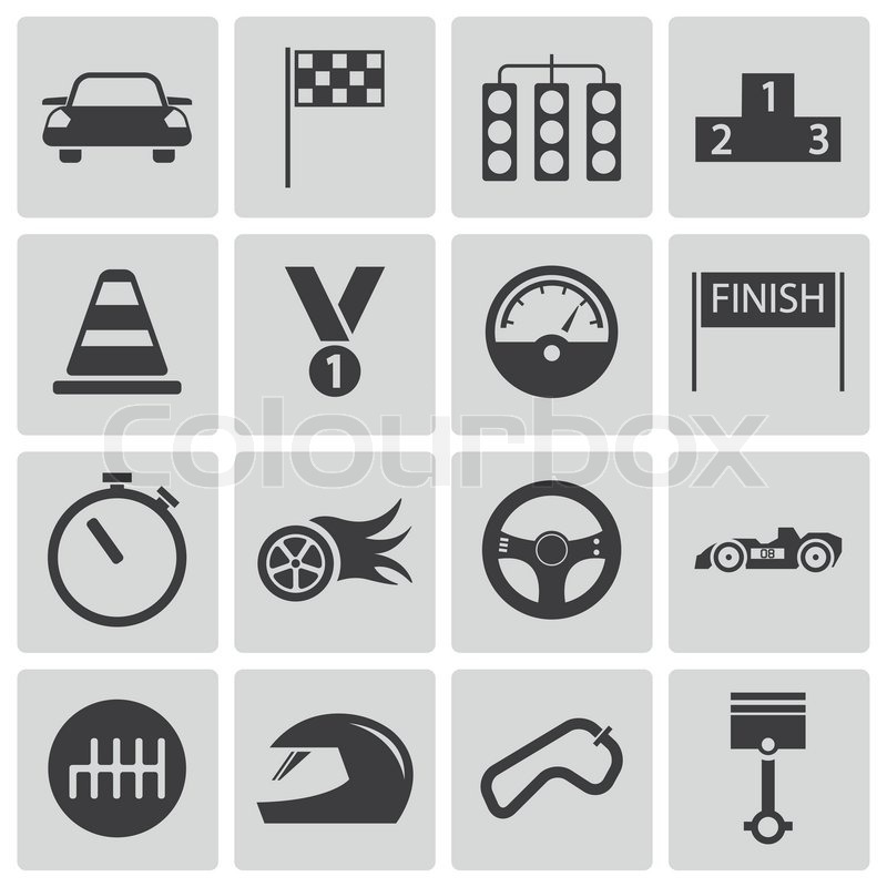 Vector black racing icons set | Stock Vector | Colourbox