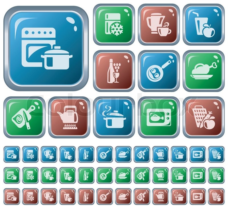 Kitchen and cooking buttons | Stock vector | Colourbox