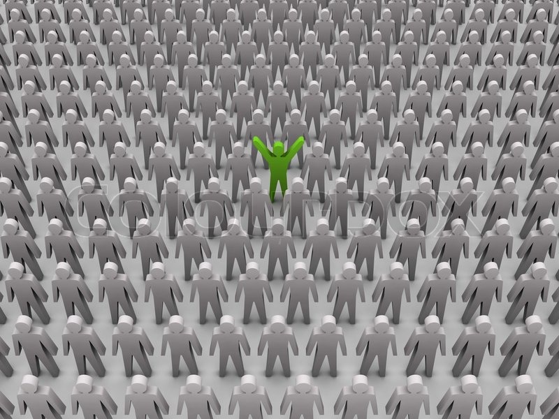 Unique person in crowd. Concept 3D ... | Stock image | Colourbox