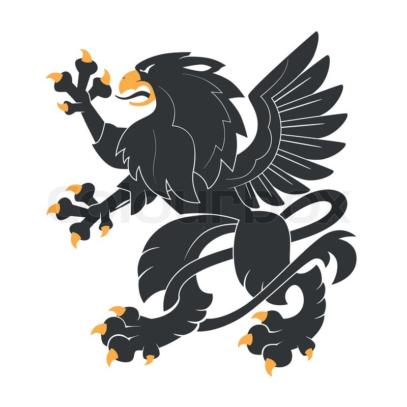 Standing Black Heraldic Griffin | Stock vector | Colourbox