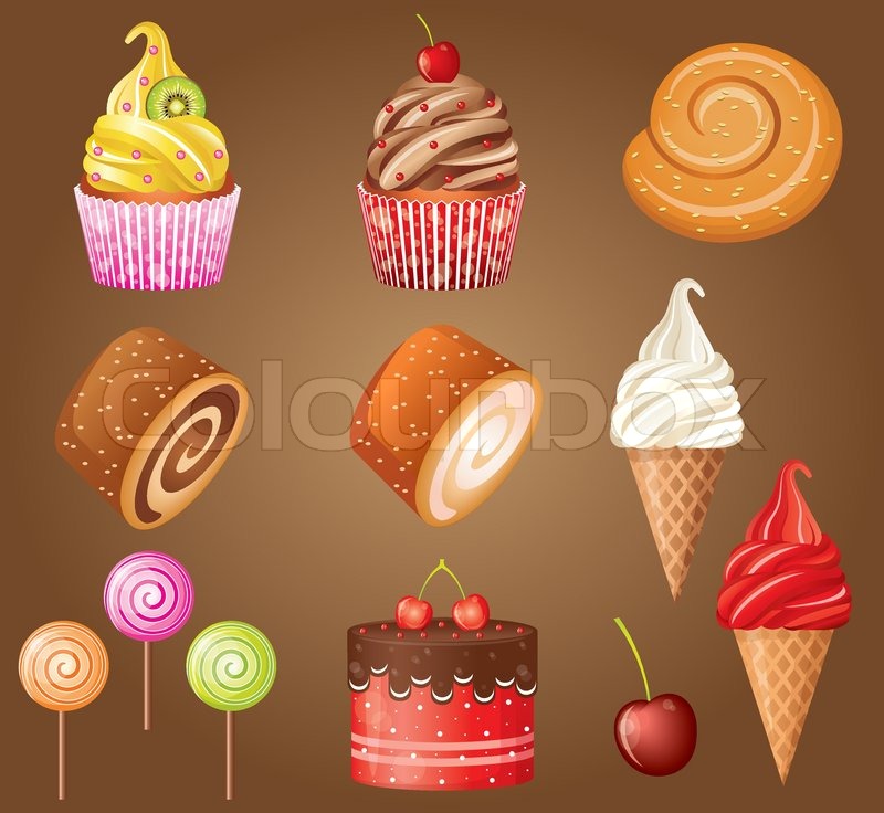 Sweet pastry set. vector, gradient, ... | Stock vector | Colourbox