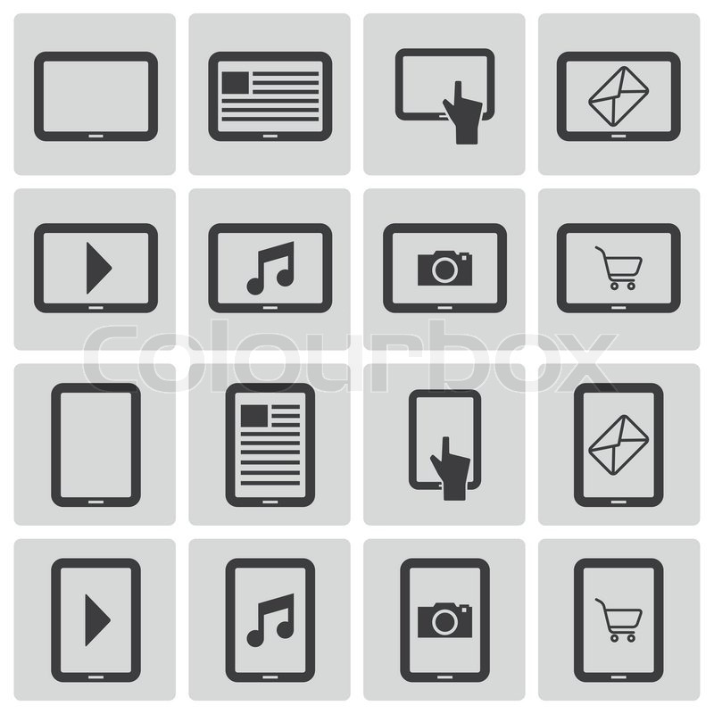 Vector black tablet icons set | Stock vector | Colourbox