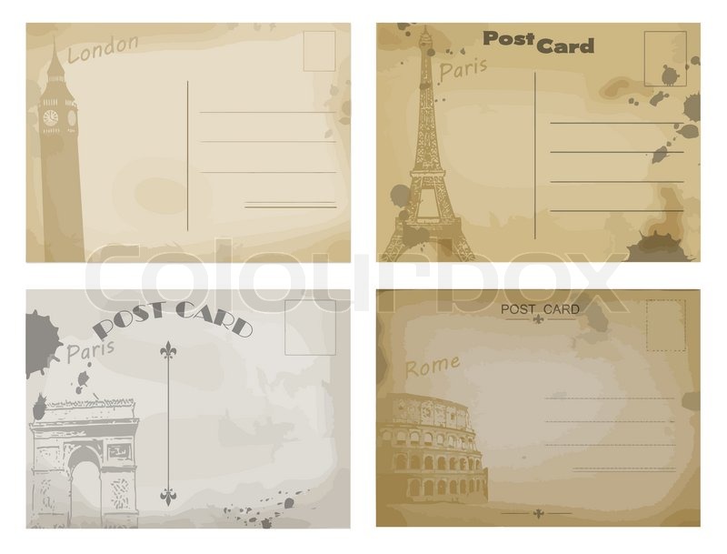 Set of vintage postcard designs with ... | Stock vector | Colourbox