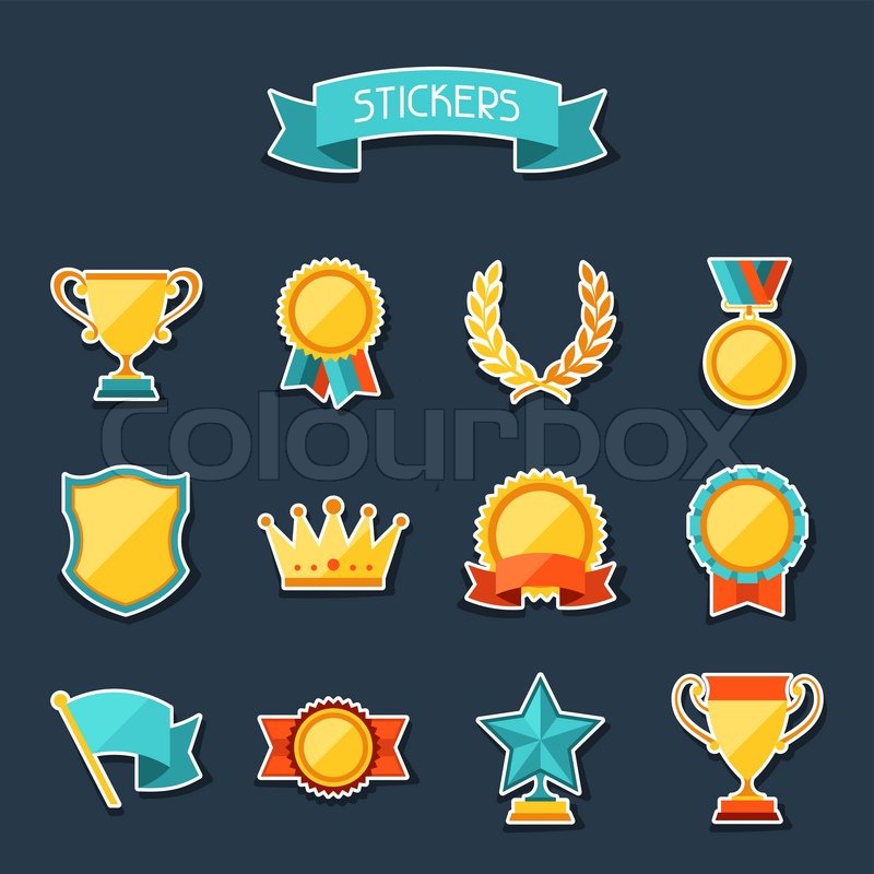 Trophy og awards stickers | Stock vektor | Colourbox