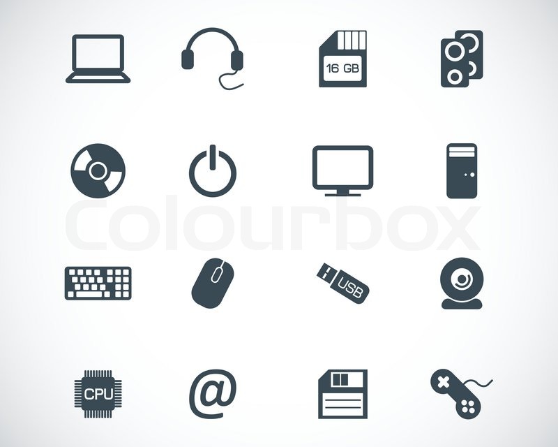 Vector black computer icons set | Stock vector | Colourbox